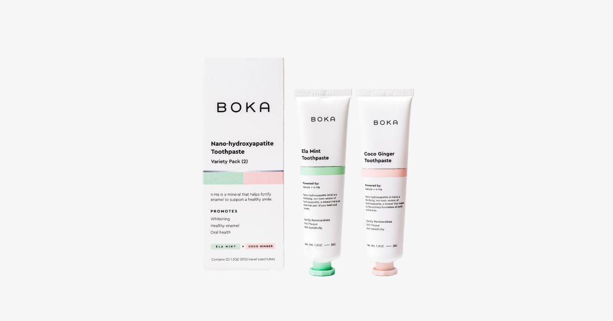 Boka Travel Duo Toothpaste - Ela Mint + Coco Ginger
