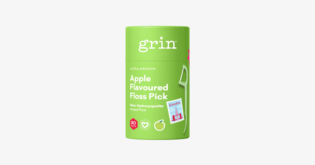 Grin Ultra Smooth N-HA Infused Floss Picks Canister - Apple | Healf