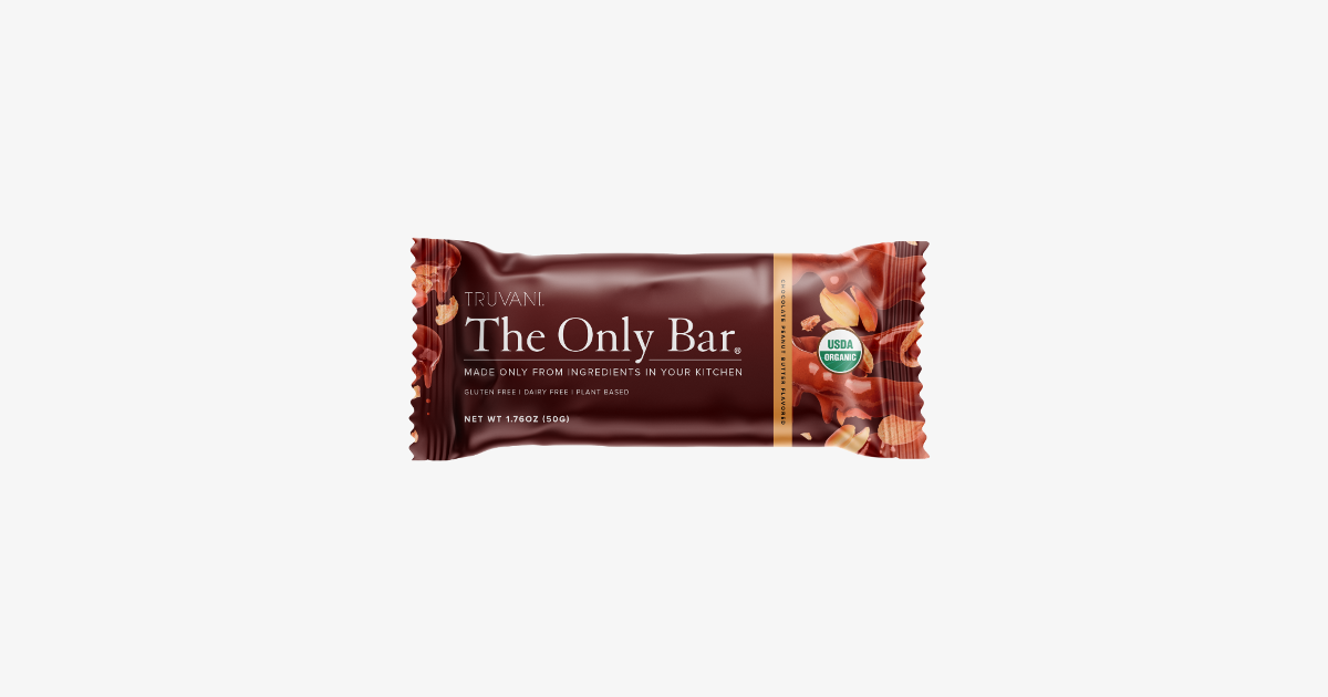 Truvani The Only Bar - Plant Based Organic Snack Bar - Chocolate Peanut ...